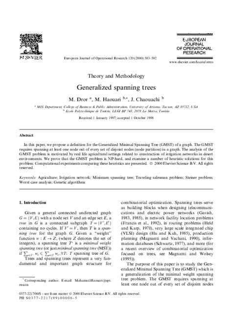 Pdf Generalized Spanning Trees