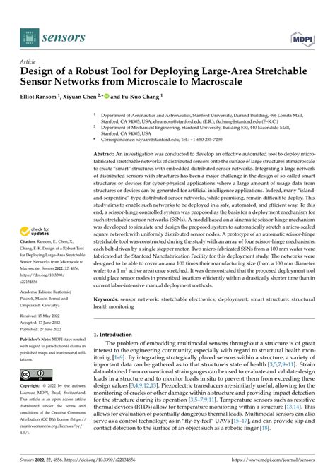 Pdf Design Of A Robust Tool For Deploying Large Area Stretchable Sensor Networks From