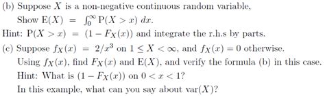 solved b suppose x is a non negative continuous random