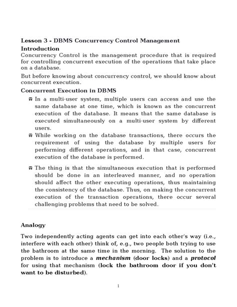 Lesson 3 Dbms Concurrency Control Management Lesson 3 Dbms Concurrency Control Management