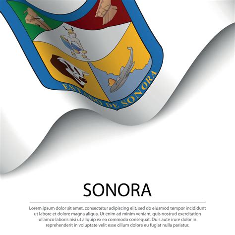 Ondeando La Bandera De Sonora Es Un Estado De México Sobre Fondo Blanco