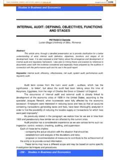 INTERNAL AUDIT DEFINING OBJECTIVES FUNCTIONS Internal Audit Defining Objectives Functions