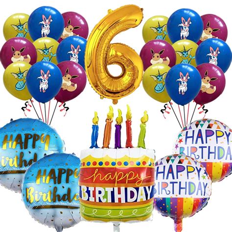 Eevee Balloons Party Supplies 6th Big Number Decorations Decor Kit Birthday
