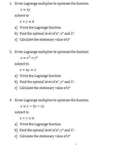 Solved Given Lagrange Multiplier To Optimize The Function Chegg