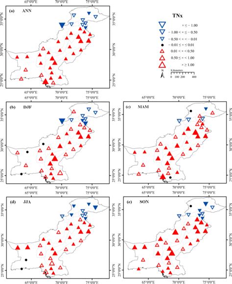 The Magnitude Of Spatial Trends ∘ C Decade 1 In The Hottest Nights Download Scientific