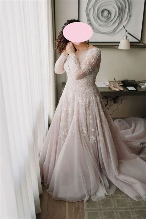 Blush Plus Size Wedding Dressmodest Long Sleeve Lace Wedding Dress