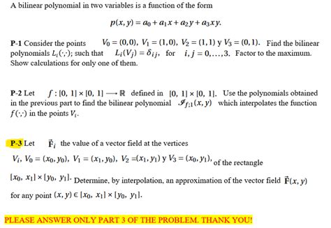 Solved A Bilinear Polynomial In Two Variables Is A Function Chegg