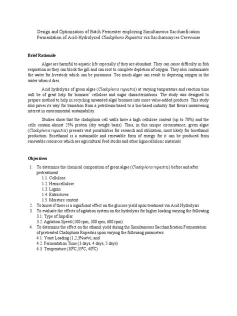 Design And Optimization Of Batch Fermenter Employing Simultaneous Saccharification Fermentation