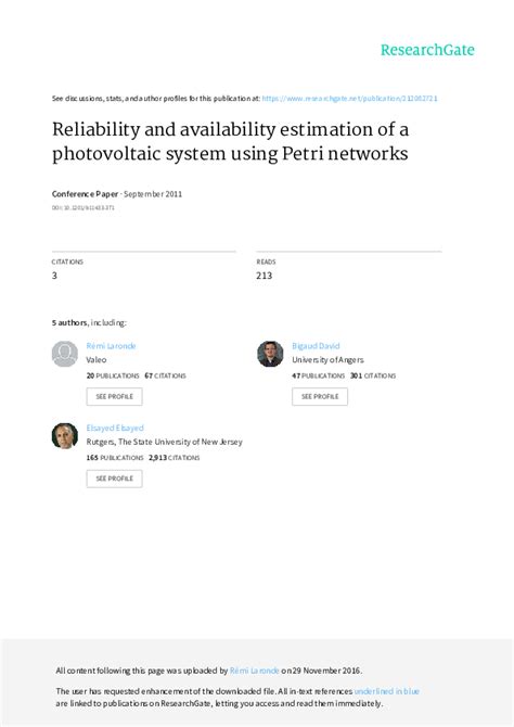 Pdf Reliability And Availability Estimation Of A Photovoltaic System