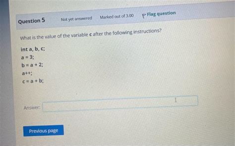 Solved What Is The Value Of The Variable C After The Chegg