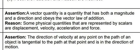 Assertiona Vector Quantity Is A Quantity That Has Both A Magnitude And A