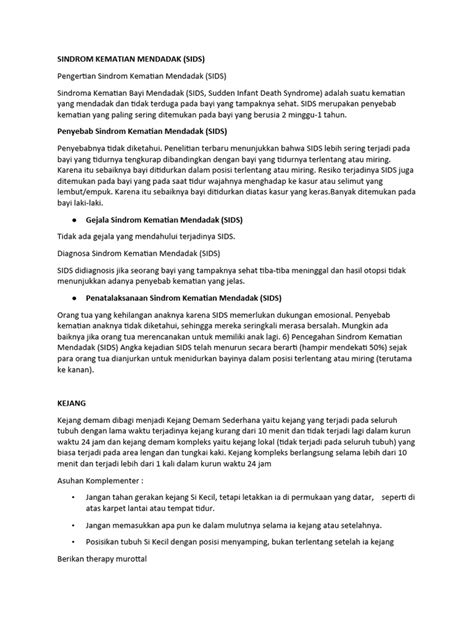 Sindrom Kematian Mendadak | PDF | Kesehatan Holistik
