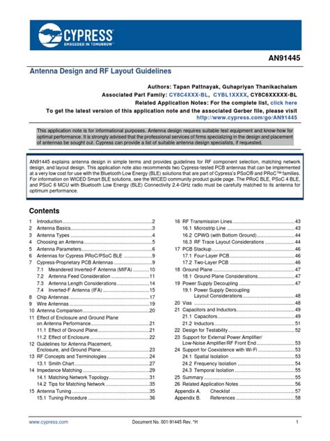001 91445 An91445 Antenna Design And Rf Layout Guidelines Pdf Pdf