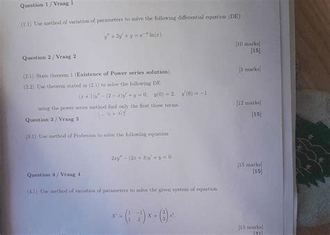 Solved 11 Use Method Of Variation Of Parameters To Solve