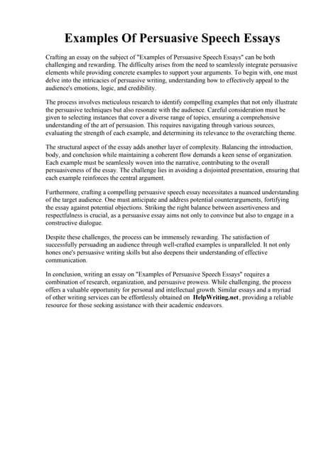 Examples Of Persuasive Speech Essays Pdf