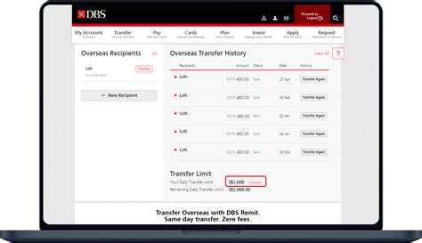Change Overseas Funds Transfer Limit DBS Singapore