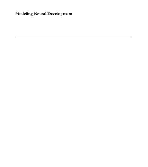 Pdf Modeling Neural Development