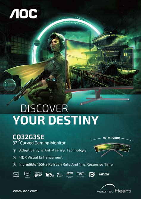 Aoc Cq32g3se Curve Gaming Monitor 31 5 Qhd 165hz 1ms Free Sync