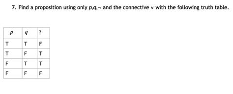 Solved 7 Find A Proposition Using Only Pq¬ And The