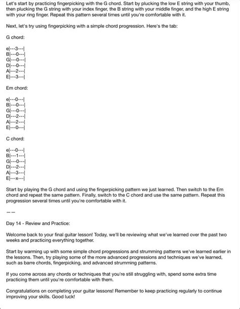 chatgpt 2 week lesson plan for learning guitar r guitarlessons