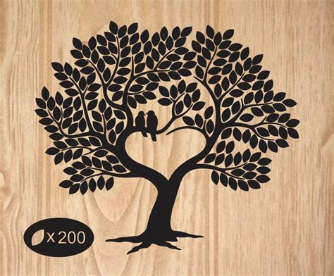 Tree With Love Birds SVG Wedding Tree Clipart Leafy Guestbook Etsy
