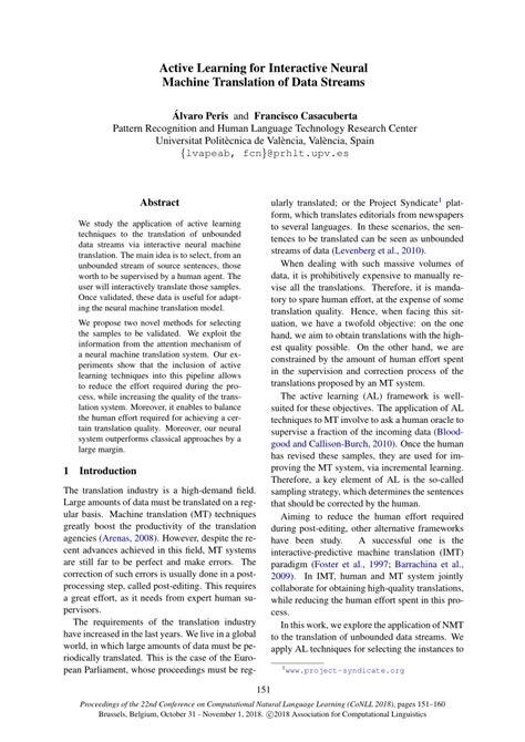 Pdf Active Learning For Interactive Neural Machine Translation Of