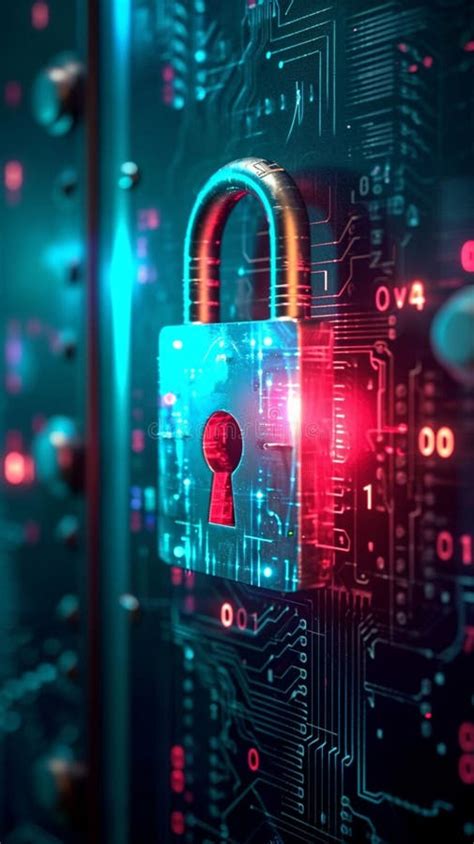 Cybersecurity Concept Digital Lock And Key On An Abstract Background Stock Illustration