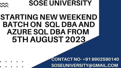 Starting New Batch On Sql Dba And Azure Sql Dba From 5th August 2023