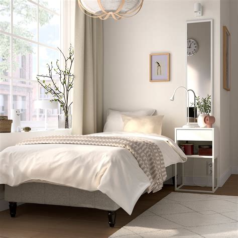 RenfjÄllet Boxmadras Med Pocketfjedre Inkl Ben Og Topmadras Mediumtibbleby Beigegrå