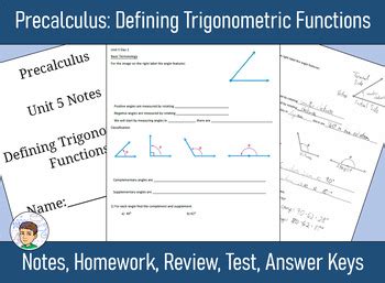 Precalculus Unit Defining Trig Functions Notes HW Review Test Answers