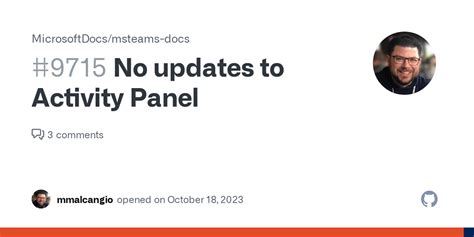 No Updates To Activity Panel · Issue 9715 · Microsoftdocsmsteams Docs