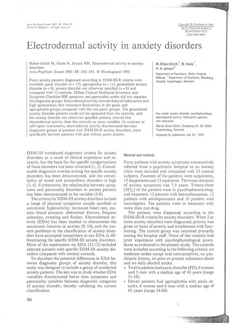 Pdf Electrodermal Activity In Anxiety Disorders