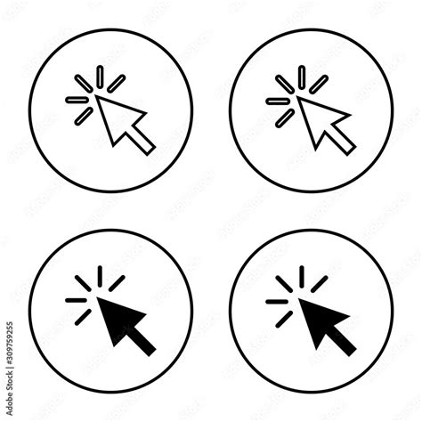 Click Arrow Icon Simple Cursor Icon Computer Mouse Click Cursor Black Arrow Icons Stock ベクター