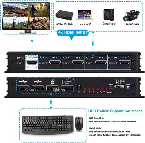 4k Hdmi Kvm 4x1 Quad Multi Viewer 4 In 1 Out Video Multiplexer Kvm Switch Screen Multiviewer For