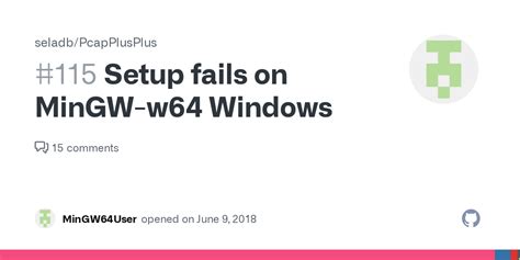 Setup Fails On Mingw W64 Windows · Issue 115 · Seladbpcapplusplus · Github