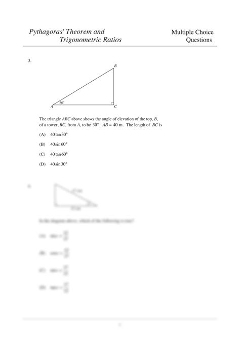 Solution Pythagoras Theorem And Trigonometric Ratios Studypool