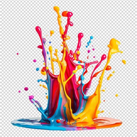 투명한 배경에 분리된 액체 페인트 스플래시 Png 프리미엄 Ai 생성 Psd