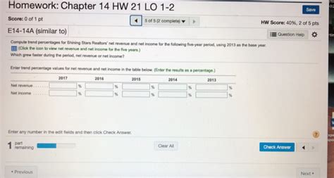 Solved Homework Chapter 14 Hw 21 Lo 1 2 Score 0 Of 1 Pt