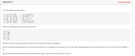 Solved For The Following Code Below Assume The Following