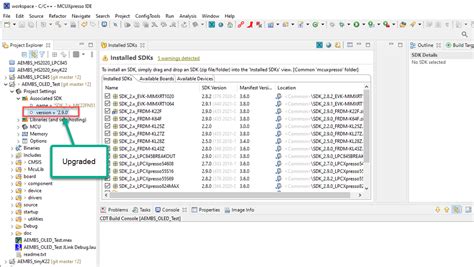 upgrade to a new nxp mcuxpresso sdk mcu on eclipse