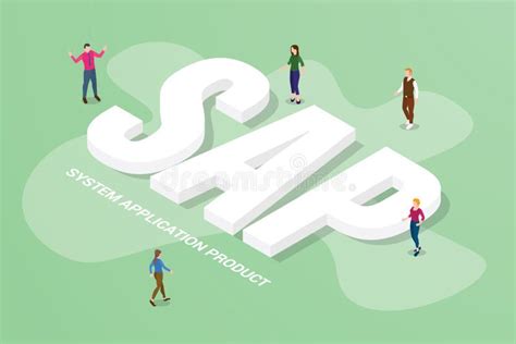 Sap System Application Product Concept Big Text Word And People Around With Modern Isometric