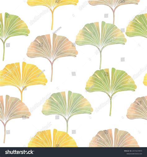 Ginkgo Biloba Leaves Seamless Pattern Stock Vector Royalty Free 2173137873 Shutterstock