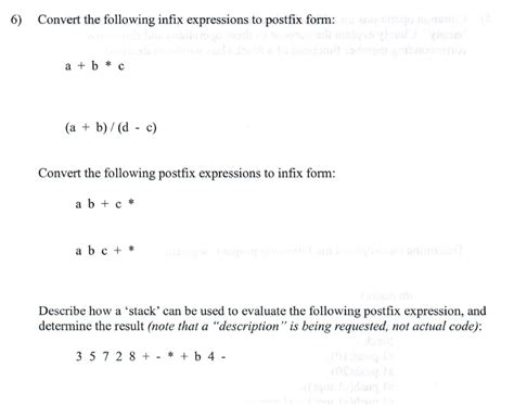 Solved Convert The Following Infix Expressions To Postfix