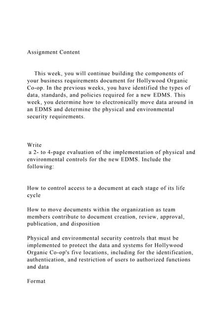 Assignment Content This Week You Will Continue Buildindocx