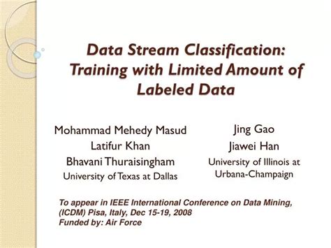 Ppt Data Stream Classification Training With Limited Amount Of