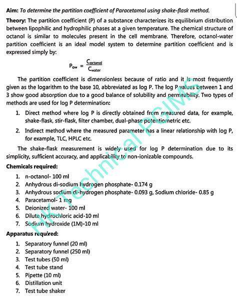 To Determine The Partition Coefficient Of Pcm Using Shake Flask Method