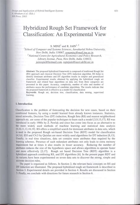 Pdf Hybridized Rough Set Framework For Classification An Experimental View