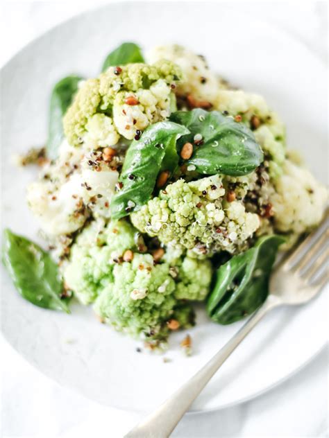 Romanesco Cauliflower Quinoa Salad With Pine Nuts And Basil Swoon Food