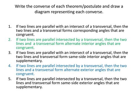 Ppt Write The Converse Of Each Theorempostulate And Draw A Diagram