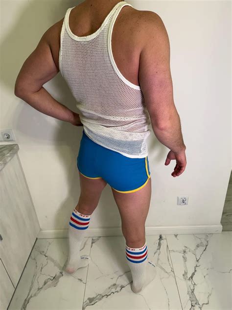 Vintage 70s Gym Shorts — Ultra Short Cotton Yellow Trim Classic Pe